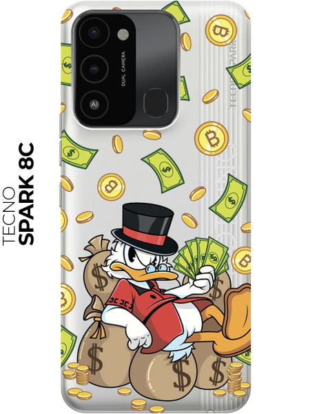 Силиконовый чехол Rich Scrooge для Tecno Spark 8c Go 2022 Техно Спарк 8С Го 2022 с 3d