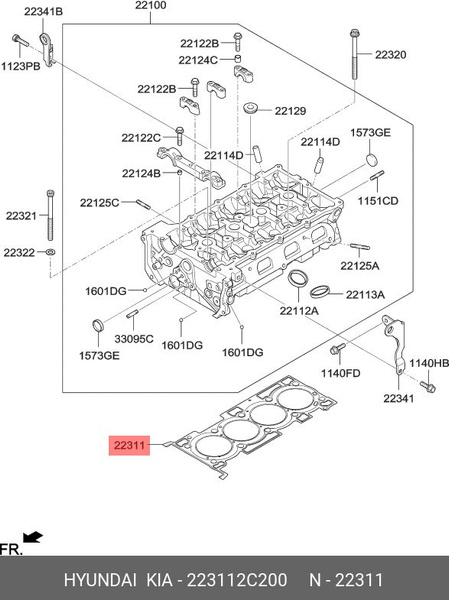 Прокладка головка цилиндра Hyundai-KIA 223112C200 - Hyundai-KIA арт ...