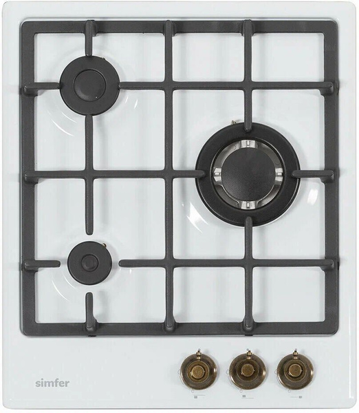 Встраиваемая газовая варочная панель Simfer H45V35W527, белая, 45 см, WOK конфорка, газ-контроль ...