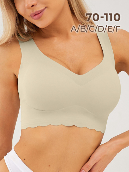 Бюстгальтер Женский без косточек, размер 70B, 70C бежевый Нейлон, Волокно Китай Крючки ...