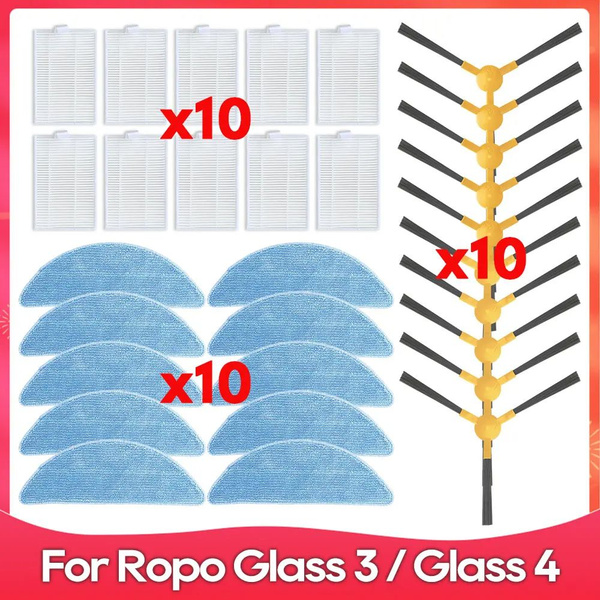 Совместимо с Ropo Glass 3 / Ropo Glass 4 боковой щеткой, гепа-фильтром и тряпками для моющих ...