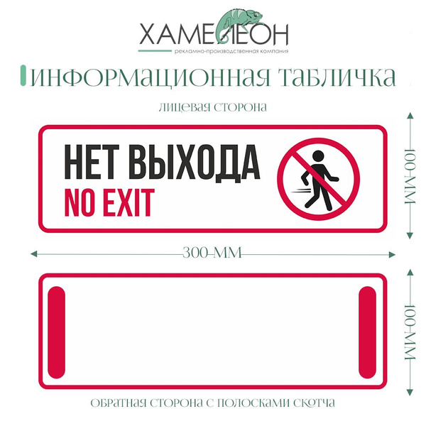 Информационная табличка "Нет выхода" 300х100 мм, 30 см, 10 см - купить ...