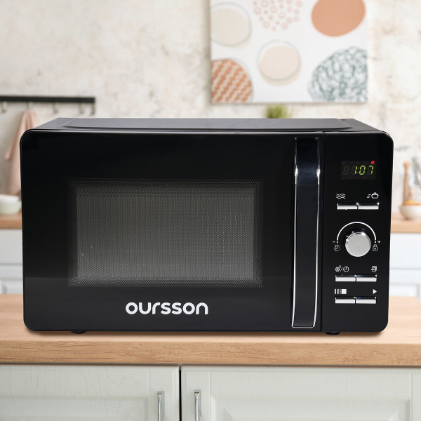 Микроволновая печь Oursson MD2033/BL черный, СВЧ 700 Вт, 8 автоматических программ, таймер ...
