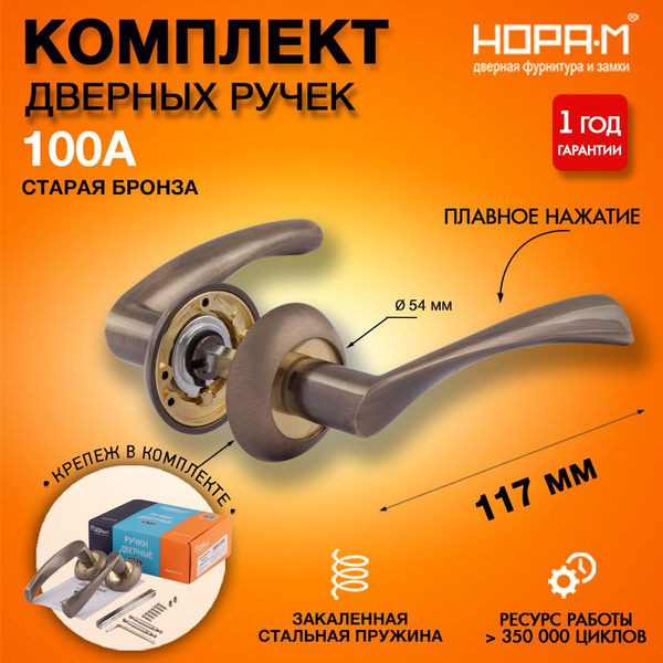 Ручки дверные для межкомнатных и входных дверей на розетке НОРА-М 100А ...