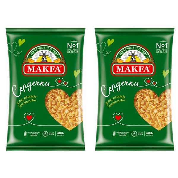 Makfa Макароны сердечки, 400 г, 2 уп купить на OZON по низкой цене (1860169097)