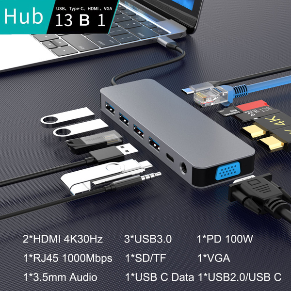 Usb разветвитель 13 в 1 Usb Hub Type C док станция Двойной дисплей 4k