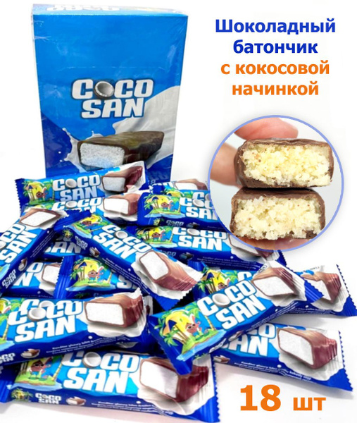 Батончик кокосовый Cocos NEW с нежной кокосовой начинкой, 18шт 30гр ...