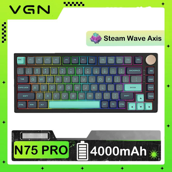VGN беспроводная N75PRO, (CS Ocean Blue), Английская раскладка, черный, бирюзовый купить по ...