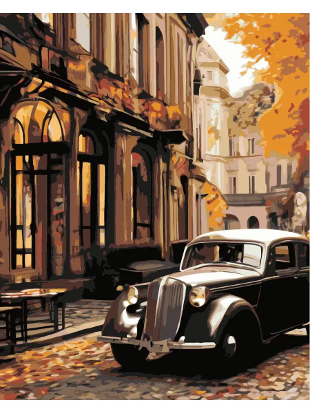 Картина по номерам ретро авто Размер 40х50, на холсте на деревянном ...