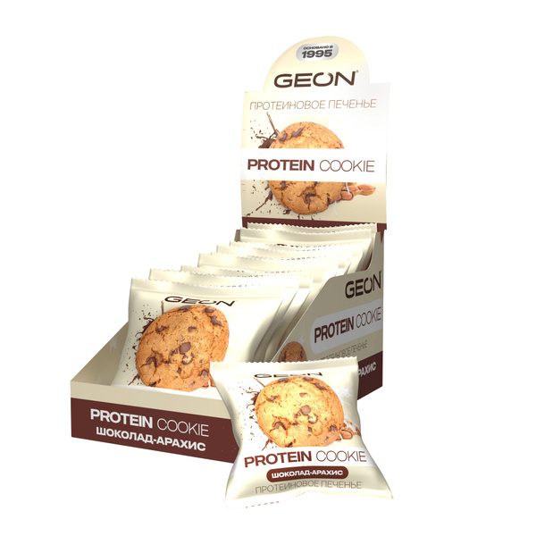 Протеиновое печенье GEON PROTEIN COOKIE Шоколад-арахис, 25% белка (40 г х 10 шт.) - купить с ...