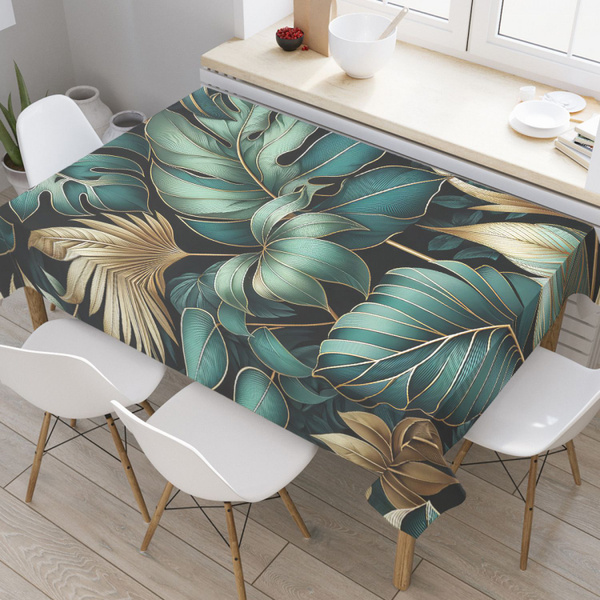 Прямоугольная тканевая скатерть на стол JoyArty с рисунком "Золотые листья" 120 на 145 см купить ...