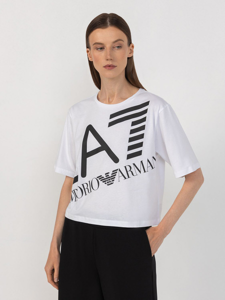 Футболка EA7, размер 40, 42, цвет белый, черный, хлопок 100% - купить по выгодной цене в ...