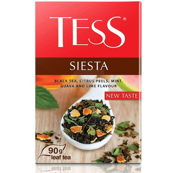 Чай черный Tess Siesta цедра-мята-гуава-лайм листовой 90 гр*4 шт ...