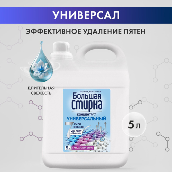 Гель для стирки универсальный концентрат БОЛЬШАЯ СТИРКА, 5 л - купить с ...