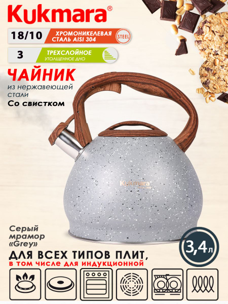 Kukmara Чайник "Серый мрамор Grey" - купить с доставкой по выгодным ...