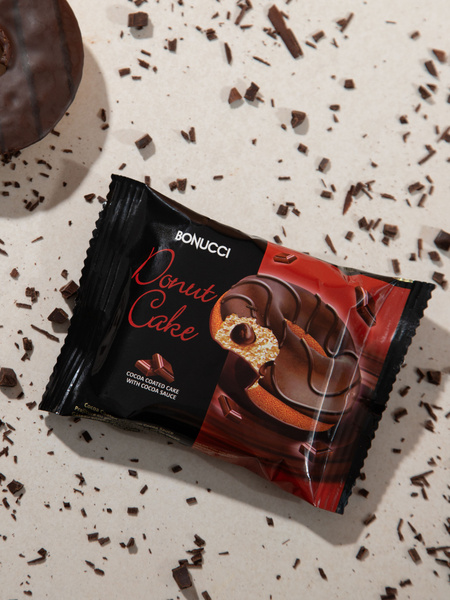 Донат-пирожное "Donut Cake" бисквитное глазированное с начинкой "какао ...