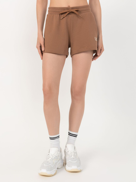 Шорты Женский EA7 Повседневный коричневый, размер 40, 42 Хлопок Логотип купить c доставкой на ...