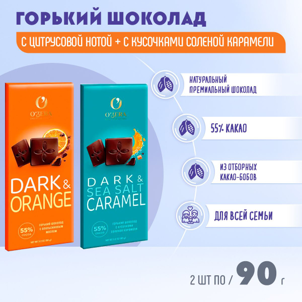 Шоколад Озера Дарк апельсин 55% Dark&Orange + Дарк тёмная карамель с ...