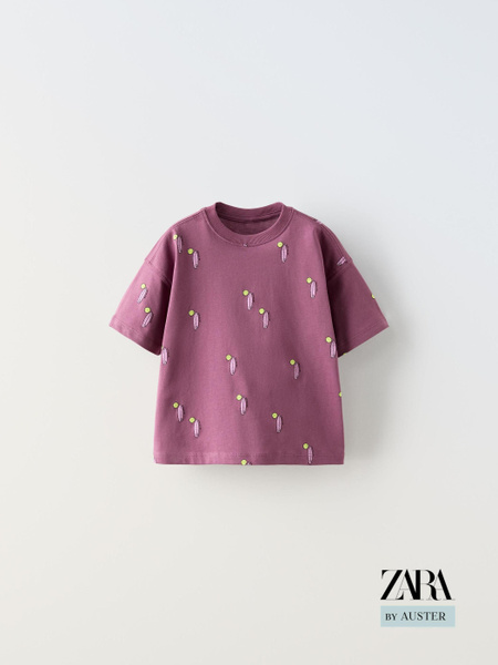 Футболка Zara, размер 116, цвет баклажановый, 100% хлопок - купить по выгодной цене в интернет ...