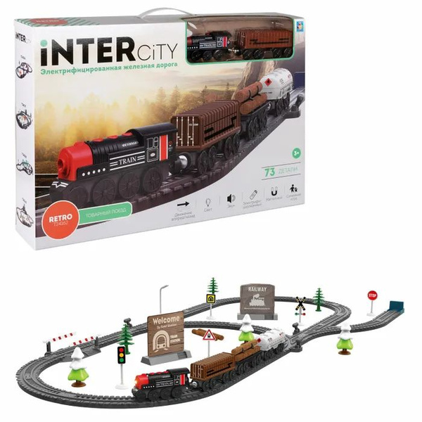 Игровой набор 1TOY InterCity Retro Железная дорога Товарный поезд 73 детали - купить с доставкой ...