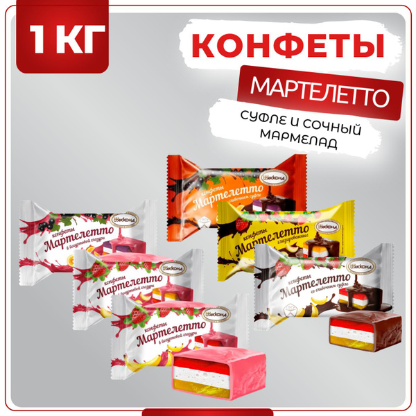 Характеристики Конфеты Мартелетто ассорти, Акконд, 1 кг подробное ...