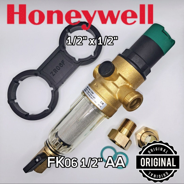 Фильтр механической очистки Honeywell FK06 1/2" AA 100мк с регулятором давления СТЕКЛЯННАЯ колба ...