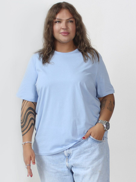 Футболка STELLA MODA, размер 52, цвет голубой, 100% Хлопок - купить по выгодной цене в интернет ...