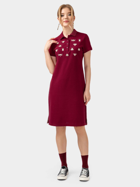 Платье поло женское с вышивкой, Женский, На любой сезон, размер 44 ...