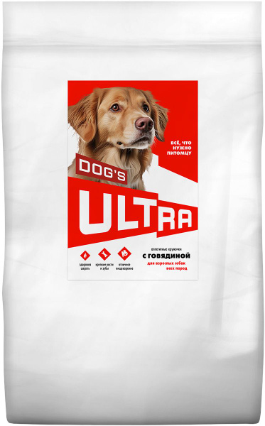 ULTRA DOG S для взрослых собак всех пород с говядиной (12 кг) - купить ...