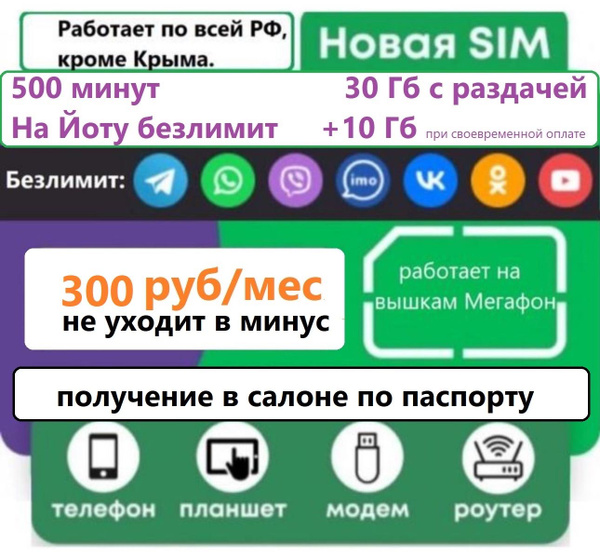 Yota SIM-карта йота (Вся Россия) - купить с доставкой по выгодным ценам в интернет-магазине OZON ...