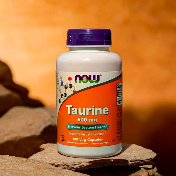 NOW Taurine 500 мг 100 капсул, Таурин (для зрения и нервной системы ...