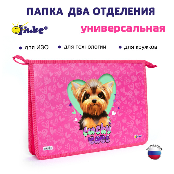 Папка для тетрадей и труда ОНИКС Lucky dog А4 для девочки, школьная ...