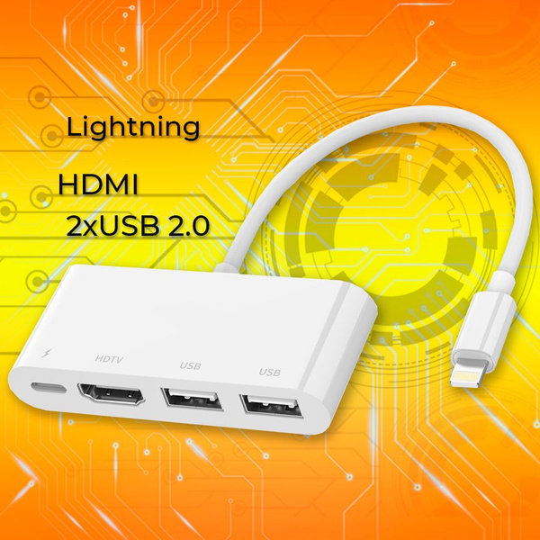 Lightning HUB (хаб) Onten на 3 выхода 1xHDMI , 2xUSB 2.0 для iPhone и ...
