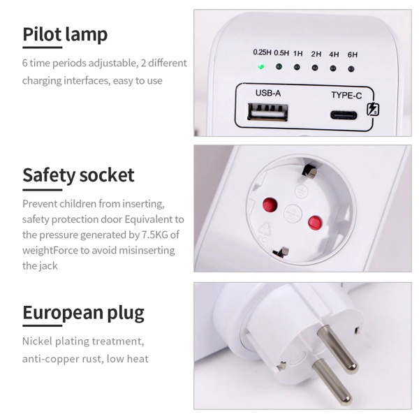 Таймер USB Type-C с цифровым обратным отсчетом времени зарядки - купить ...