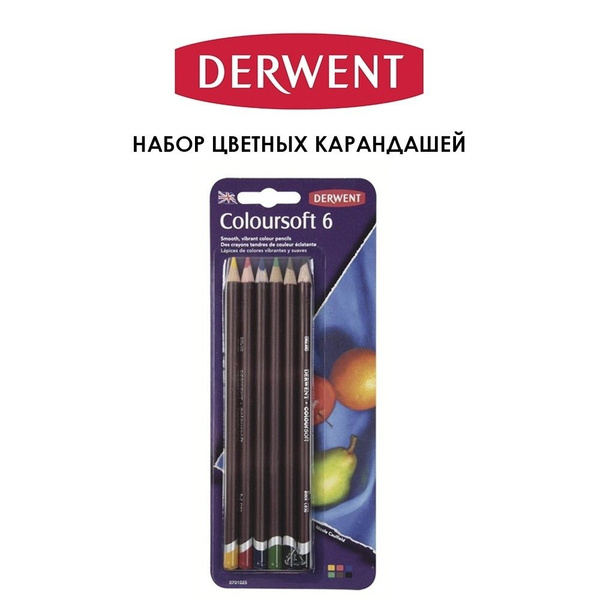 Набор цветных карандашей Derwent "Coloursoft" 6 оттенков в блистере ...
