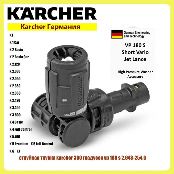 струйная трубка karcher 360 градусов vp 180 s 2.643-254.0 - купить с доставкой по выгодным ценам ...