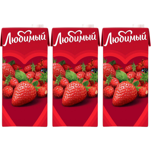 Напиток сокосодержащий Любимый Земляничное лето 950 мл, набор: 3 штуки ...