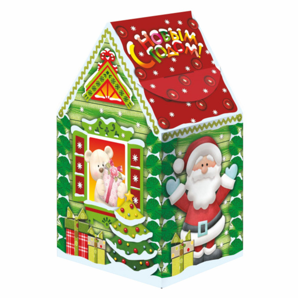 Новогодняя подарочная упаковка "Новогодний домик" картонная 5 штук ...