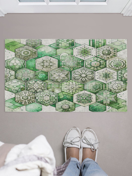 Коврик придверный JoyArty бабочка, восточный, звезды, небо, луна, рожь, девушка, йога, лотос ...