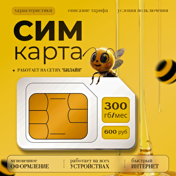 SIM-карта Билайн Тариф 300 гигабайт за 600р для модема и роутера (Вся ...