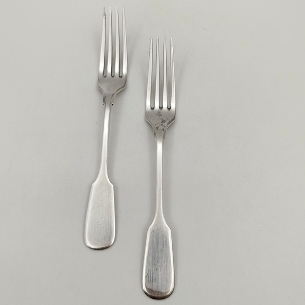 Набор двух столовых вилок классической формы, латунь, серебрение, Arthur Krupp, Berndorf ...