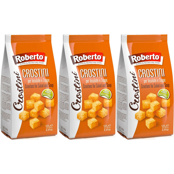 Сухарики Roberto Crostini для супов и салатов 125 г, набор: 3 штуки ...