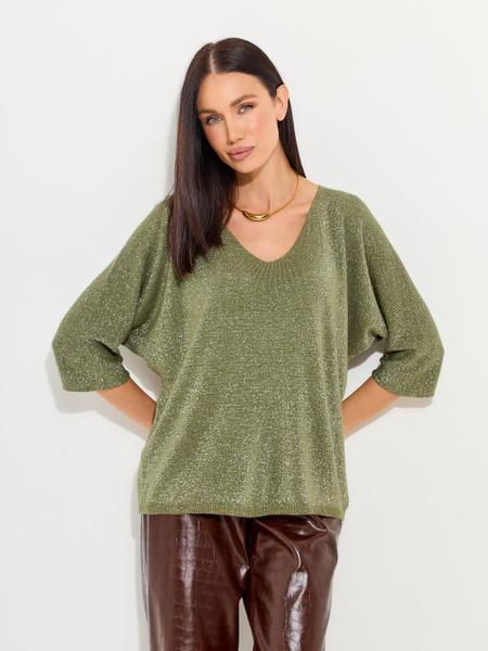 Джемпер Женский ILADY хаки, размер 48, 50 Блестки свободный Три четверти купить c доставкой на ...