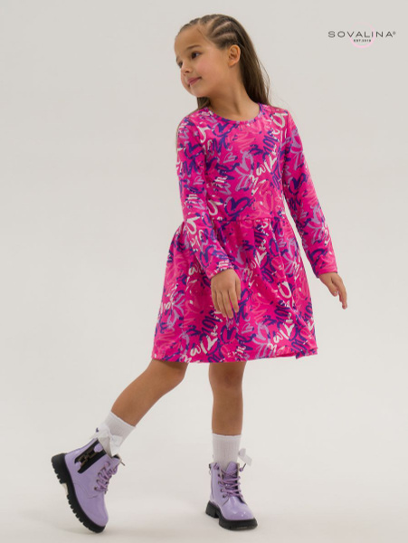Платье Девочки SOVAlina фуксия, розовый прямое Вечерний/праздничный ...