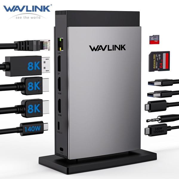 Док-станция с тройным дисплеем WAVLINK 8K HDMI Displayport RJ45 для ...
