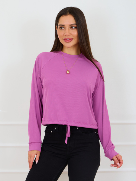 Лонгслив Женский SLN фуксия Длинный, размер 46, 48 Вискоза, Полиэстер оверсайз Однотонный ...