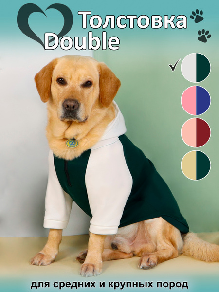 Толстовка Rexy crew "Double" для собак средних и крупных пород, цвет зелено-белый, размер 3XL ...
