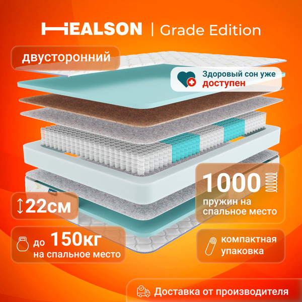 Матрас Healson Grade, Независимые пружины, 90x200 см купить c доставкой ...
