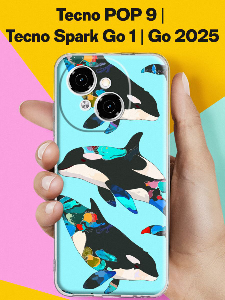 Силиконовый чехол на Tecno Spark Go 1 Tecno Pop 9 Tecno Spark Go 2025 Косатки для Текно