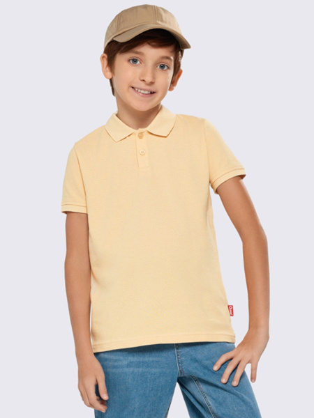 Поло Девочки, Мальчики OLDOS экрю, молочный Короткий, размер 140 Хлопок, Трикотаж Однотонный ...